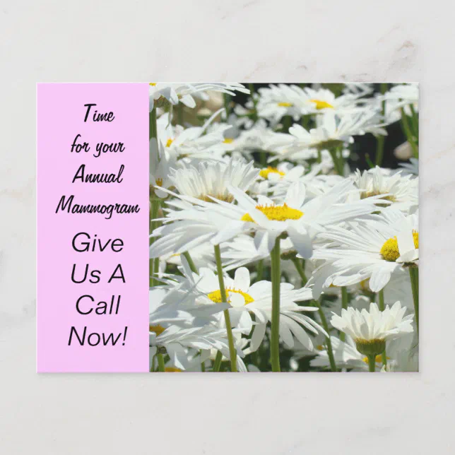 Annual Mammogram postcard Reminder Women | Zazzle