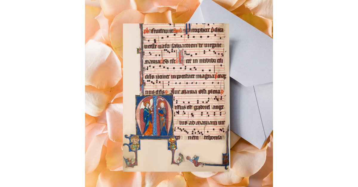 Annunciation Medieval Illuminated Manuscript Postcard | Zazzle