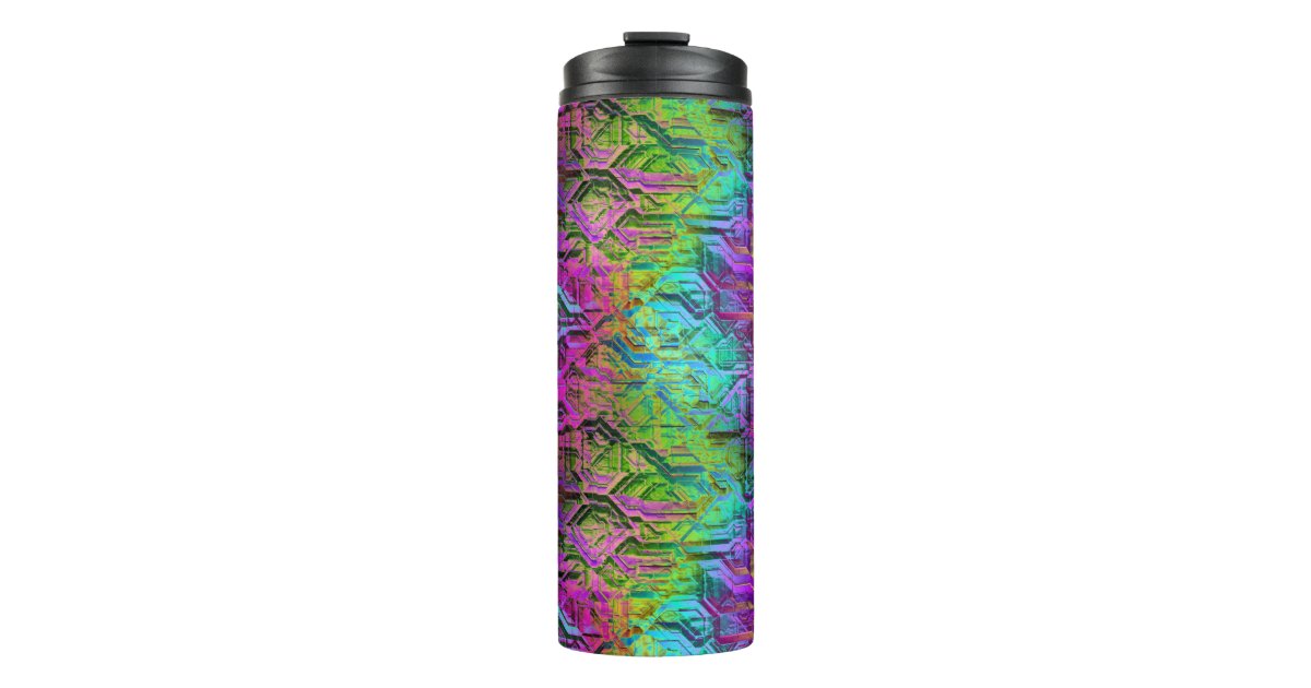 anodized rainbow titanium circuit : thermal tumbler | Zazzle