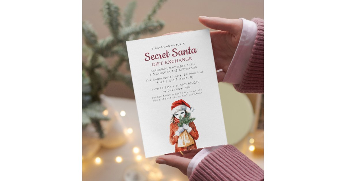 Anonymous Mask I Secret Santa Christmas Party Invitation | Zazzle