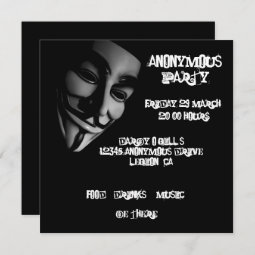 Anonymous Party Custom Invitations | Zazzle