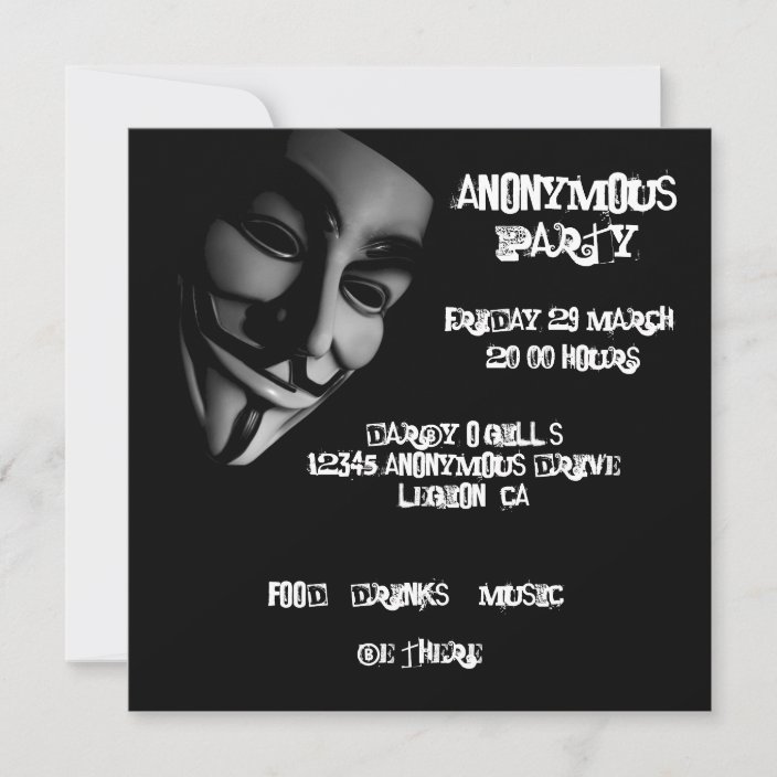 Anonymous Party Custom Invitations | Zazzle
