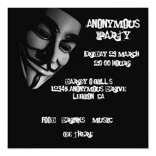 Anonymous Party Custom Invitations | Zazzle.com