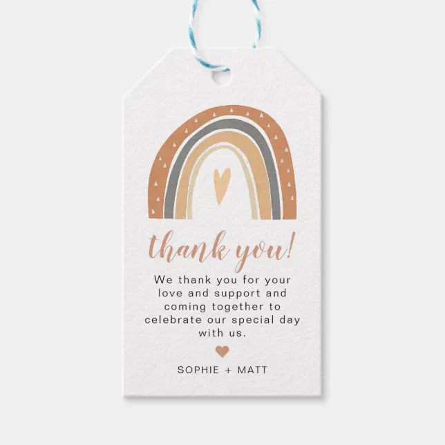 ANSLEY | Bohemian Burnt Orange Rainbow Baby Shower Gift Tags | Zazzle