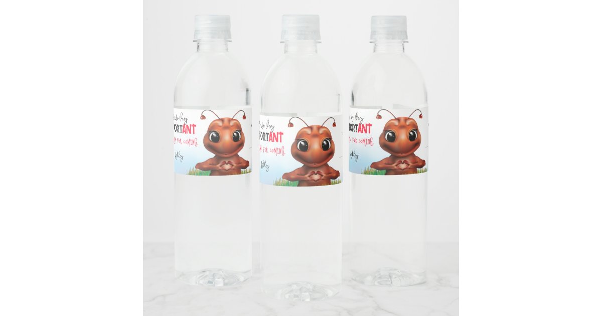 Ant Pun Sign Language Kids Birthday Thank You Water Bottle Label | Zazzle