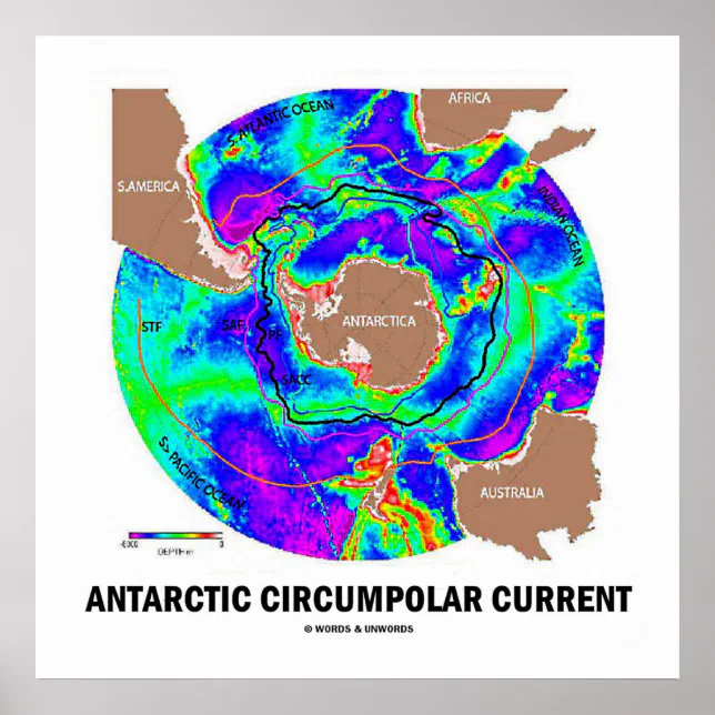 Antarctic Circumpolar Current (Ocean Current Map) Poster | Zazzle