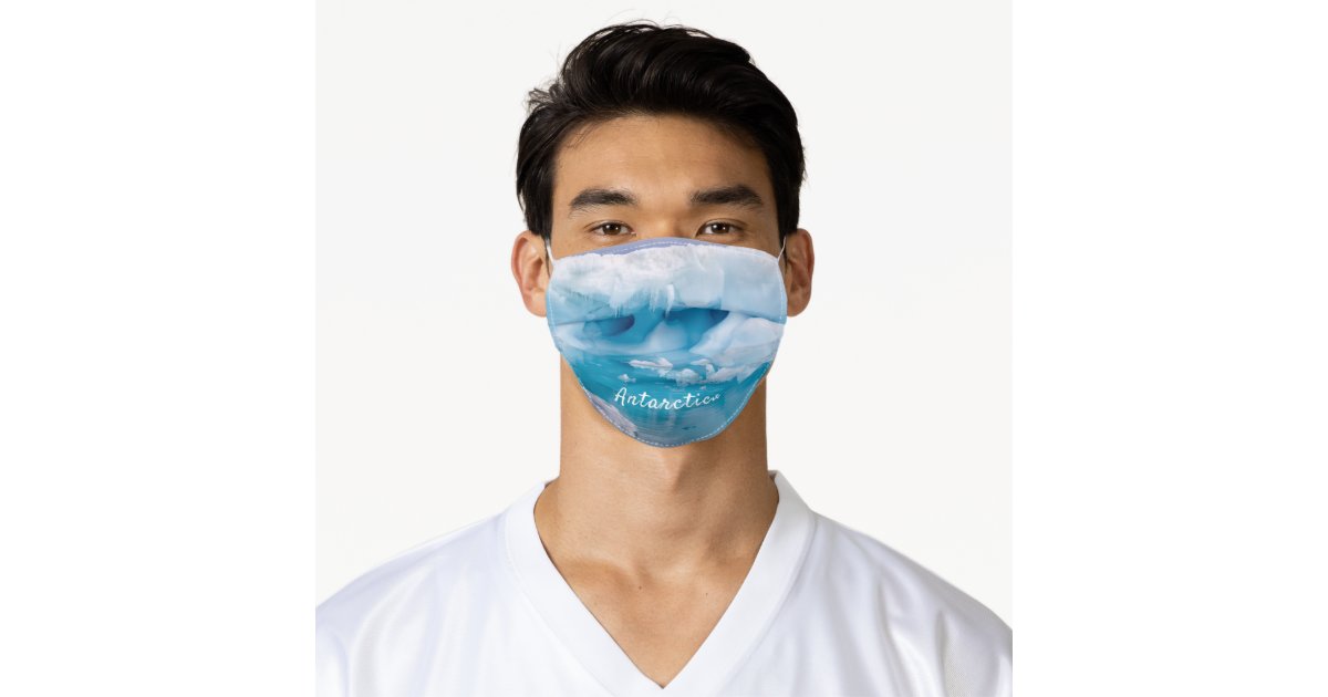 Antarctica iceberg photo with text adult cloth face mask | Zazzle