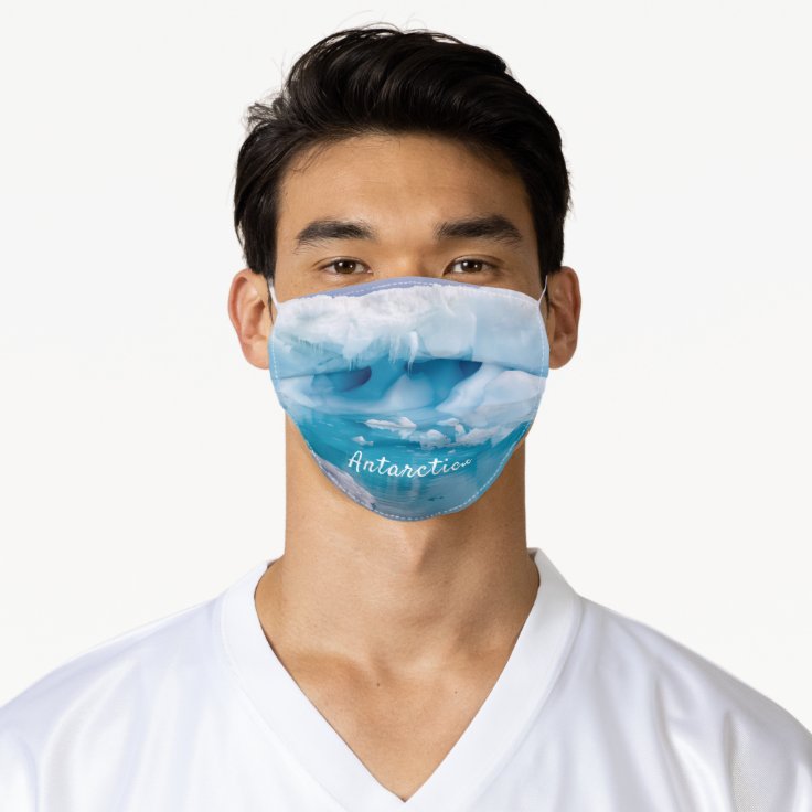 Antarctica iceberg photo with text adult cloth face mask | Zazzle