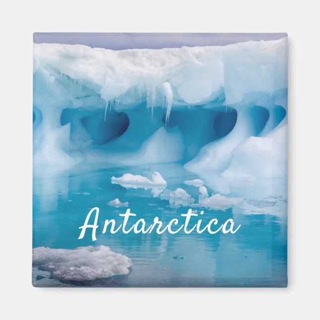Antarctica iceberg photo with text magnet | Zazzle