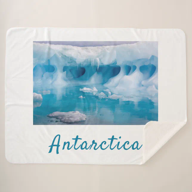 Antarctica iceberg photo with text sherpa blanket | Zazzle