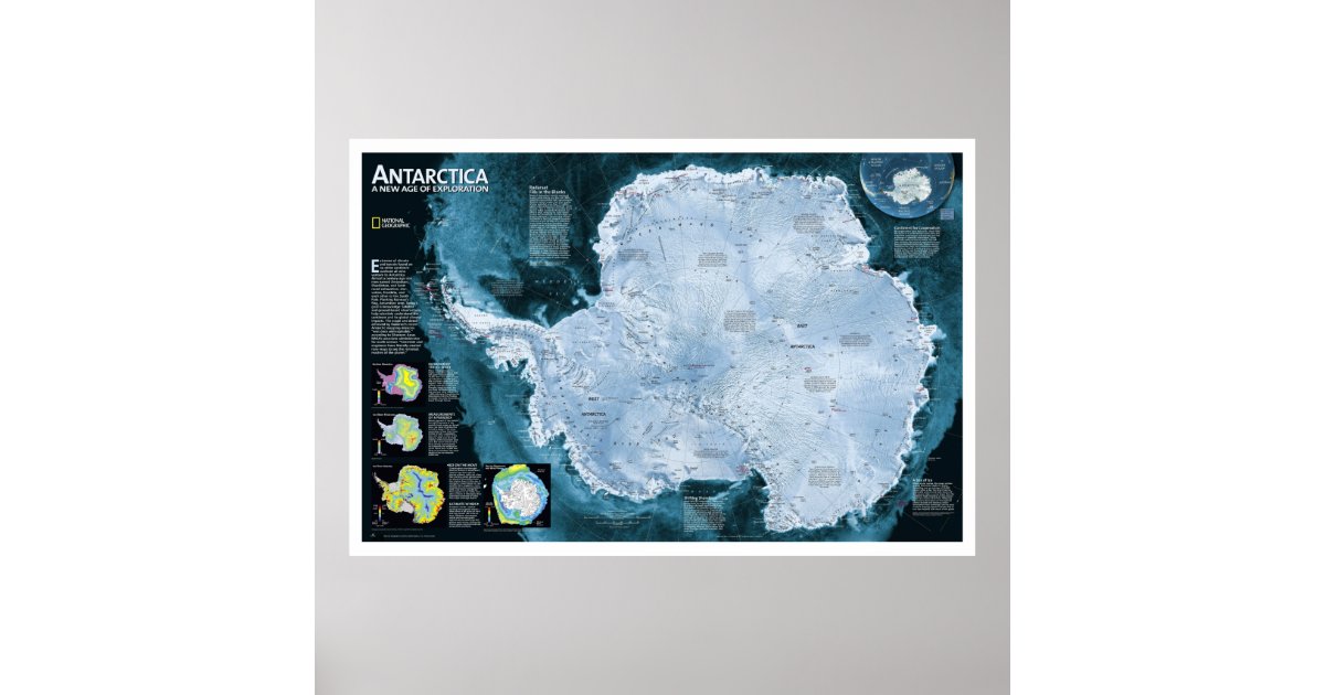 " Antarctica: Satellite map as a Poster | Zazzle