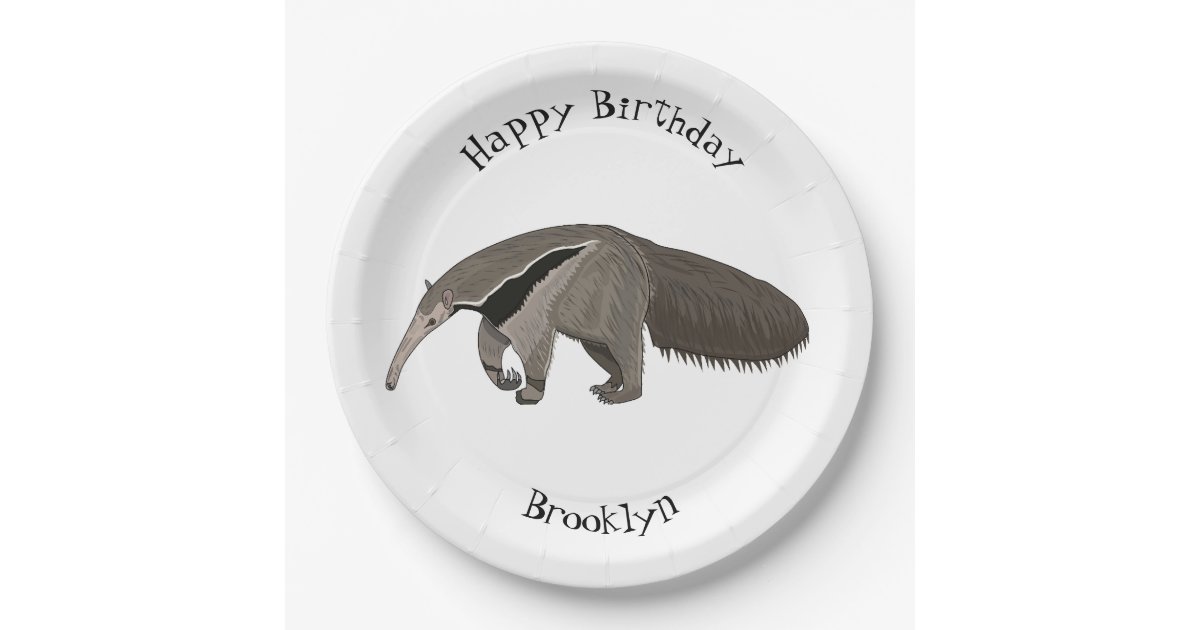 Anteater cartoon illustration paper plates | Zazzle