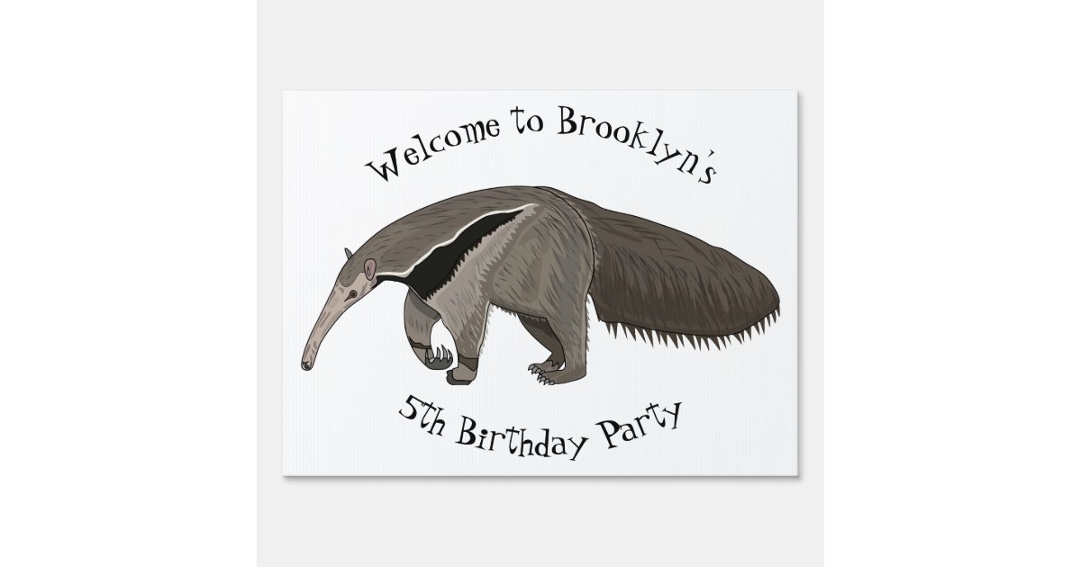 Anteater cartoon illustration sign | Zazzle