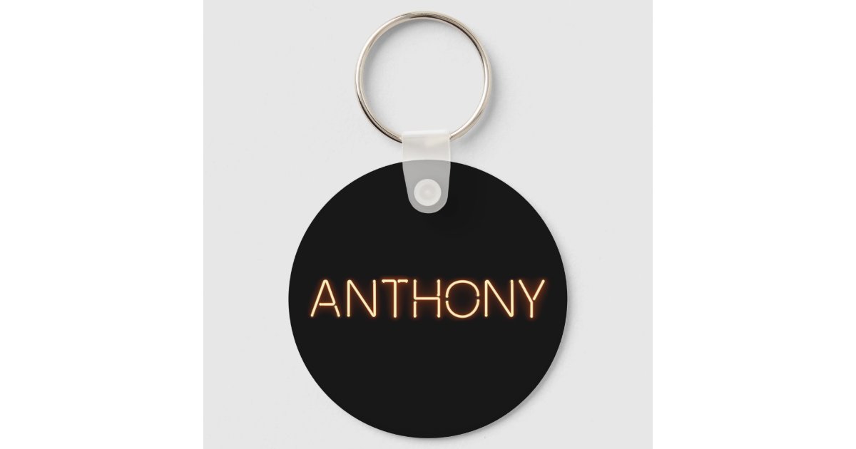 Anthony name in glowing neon lights keychain | Zazzle