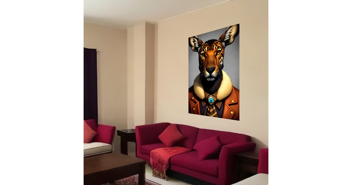 Anthropomorphic Moose Jaguar | AI Art Poster | Zazzle