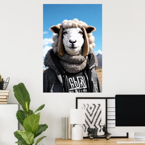 Anthropomorphic sheep in clothes | AI Art Poster | Zazzle