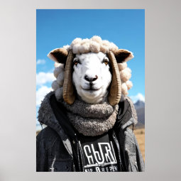 Anthropomorphic sheep in clothes | AI Art Poster | Zazzle