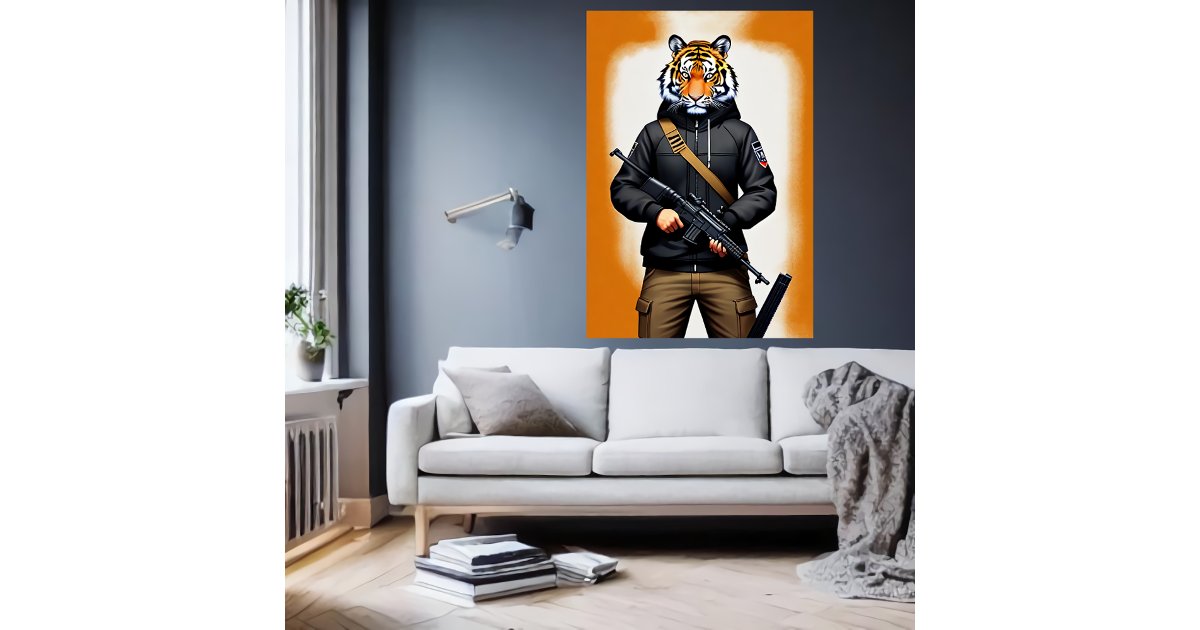 Anthropomorphic Tiger soldier | AI Art Poster | Zazzle