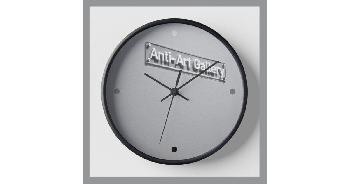 Anti Art Gallery Gray Monochromatic Dada Clock | Zazzle