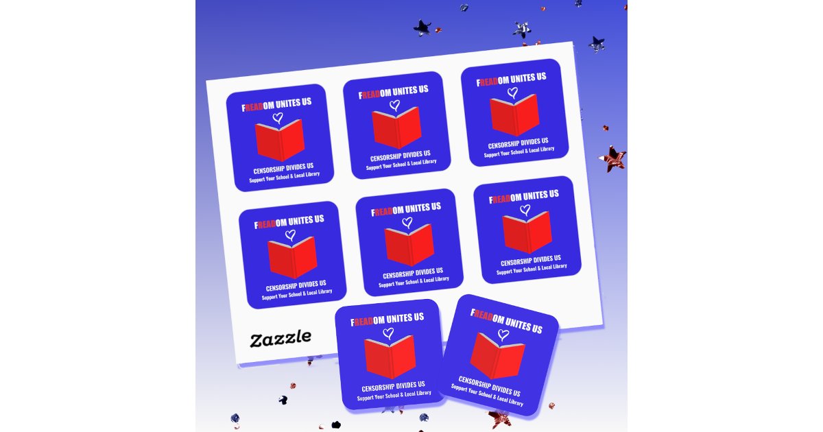 Anti Book Banning Logo Style Square Sticker | Zazzle