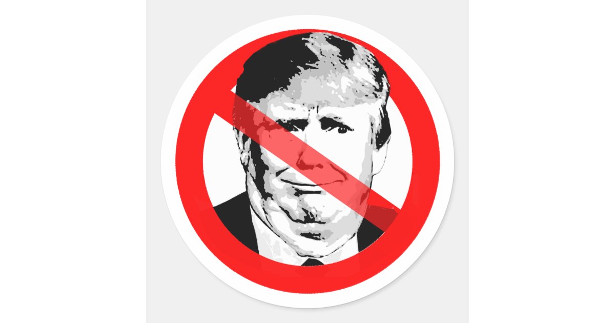 Anti Donald Trump Chin Crossed Out Face Classic Round Sticker | Zazzle