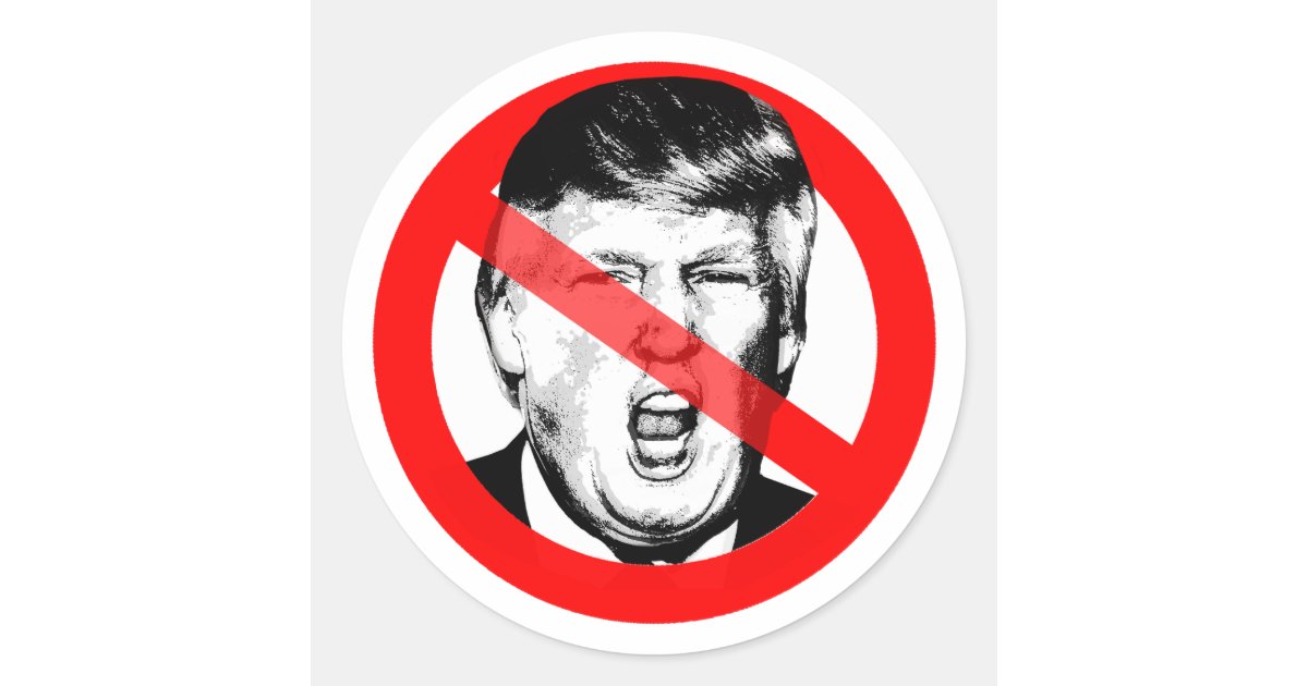 Anti Donald Trump Mouth Crossed Out Face Classic Round Sticker | Zazzle