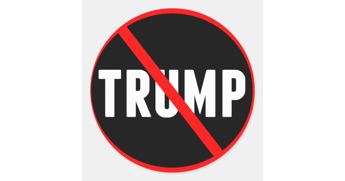 Anti Donald Trump Red Strikethrough Classic Round Sticker | Zazzle