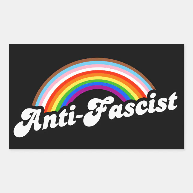 Anti-Fascist Rainbow Rectangular Sticker | Zazzle