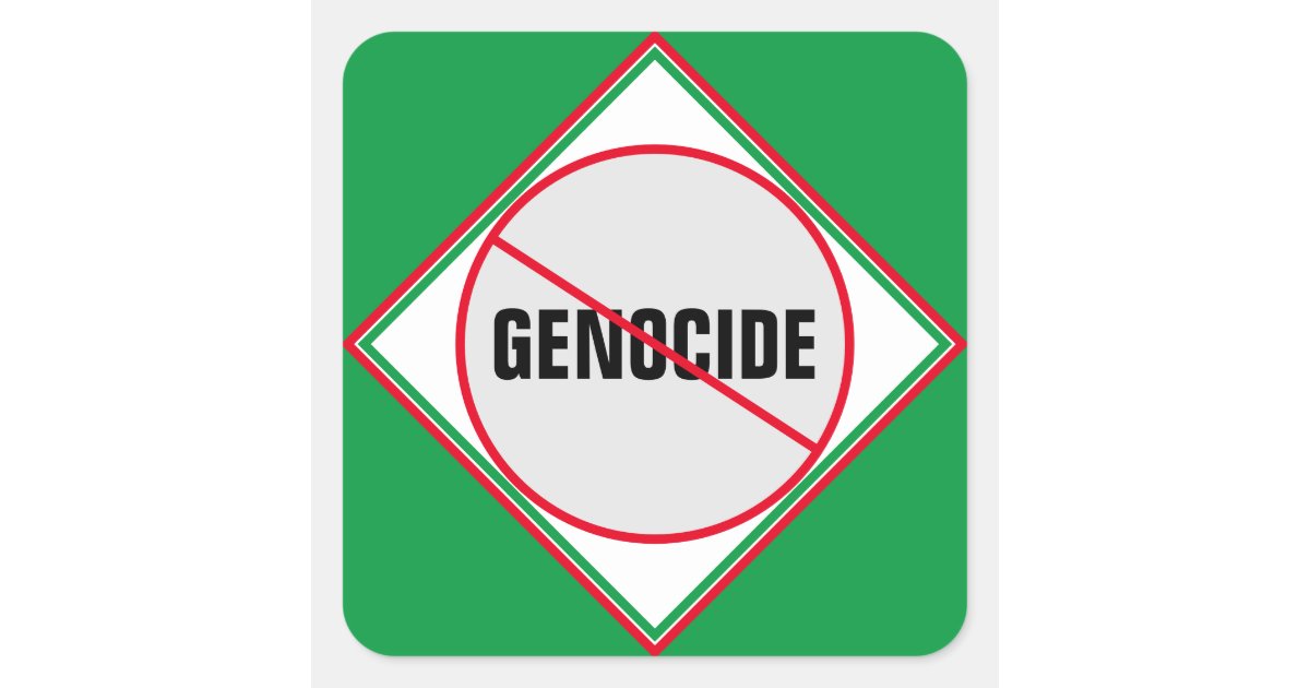 Anti-Genocide Red Green Square Sticker | Zazzle