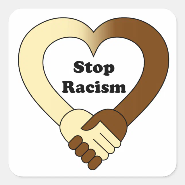 Anti racism handshake logo square sticker | Zazzle