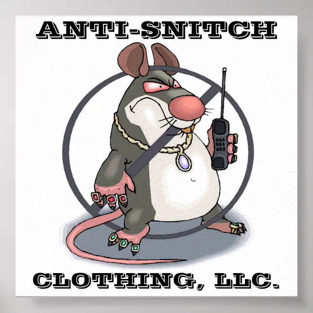 Anti-Snitch Giant No Rats Wall Poster | Zazzle