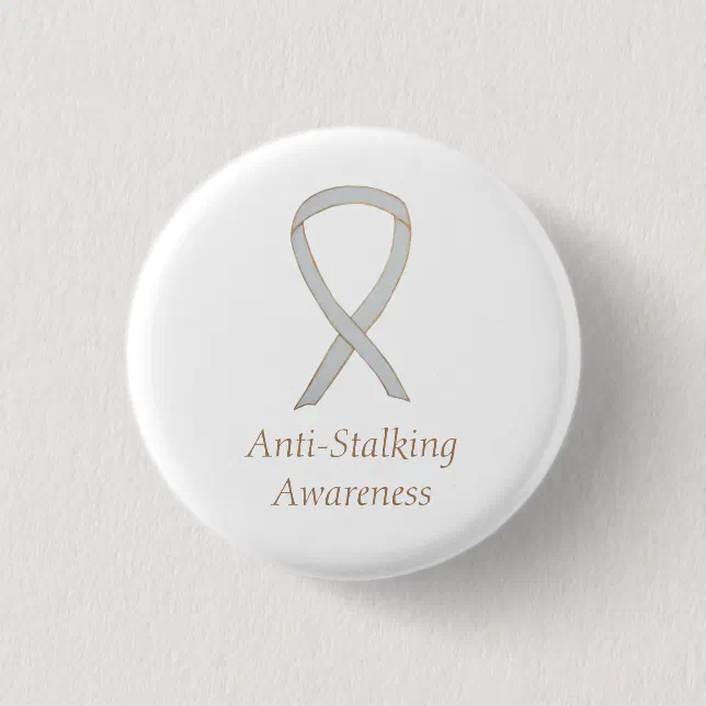 Anti-Stalking Awareness White Ribbon Custom Pin | Zazzle