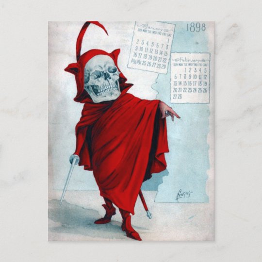 Antikamnia Calendar Skeleton Devil Postcard | Zazzle.com