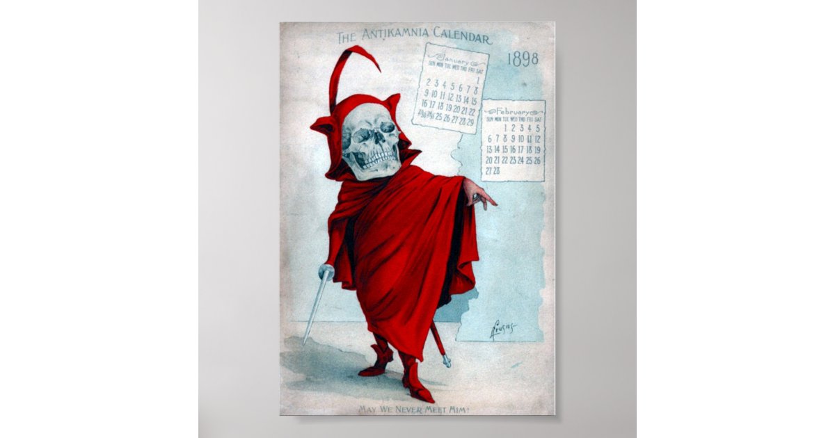Antikamnia Calendar Skeleton Devil Poster | Zazzle