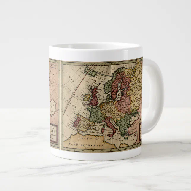Antiquarian 1721 Map of Europe by Herman Moll Large Coffee Mug | Zazzle