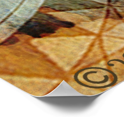 Antiquarian Steampunk Poster with Compass & Poppy | Zazzle