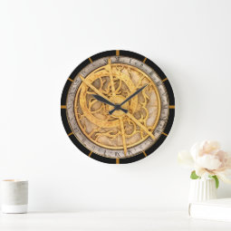 Antique 1600's Astronomical Print Large Clock | Zazzle