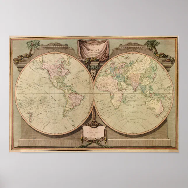 Antique 1808 World Map by Laurie and Whittle Poster | Zazzle