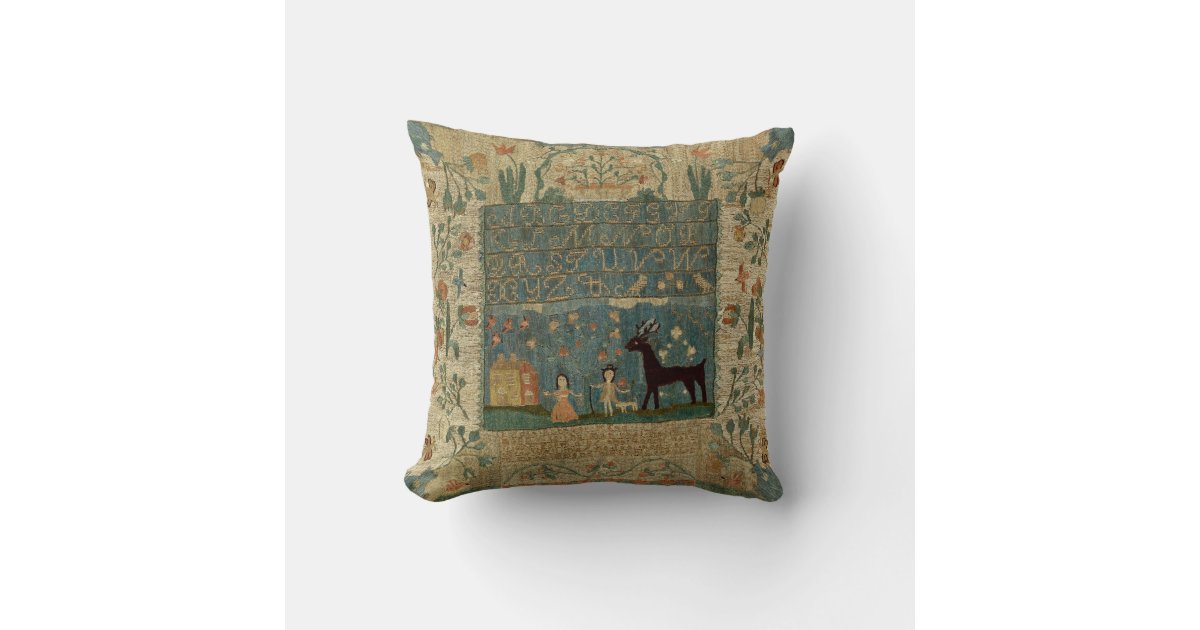 Antique 18th Century American Samplers Print Throw Pillow | Zazzle