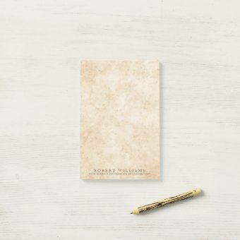 Antique aged paper vintage parchment rustic name post-it notes | Zazzle