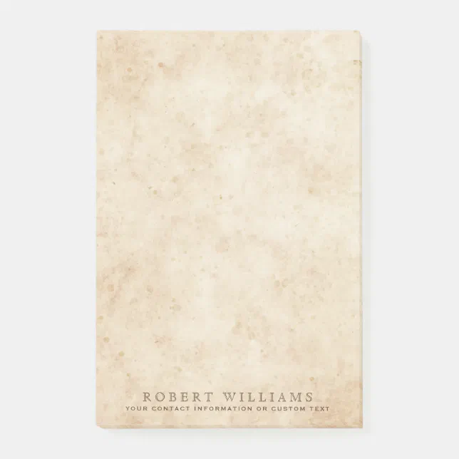 Antique aged paper vintage parchment rustic name post-it notes | Zazzle