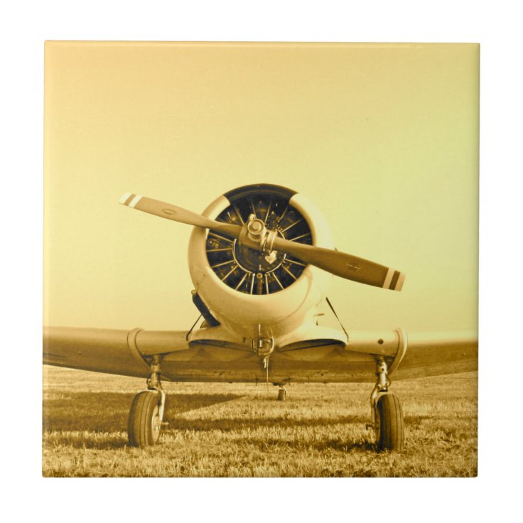 Antique Airplane Golden Yellow Ceramic Tile | Zazzle