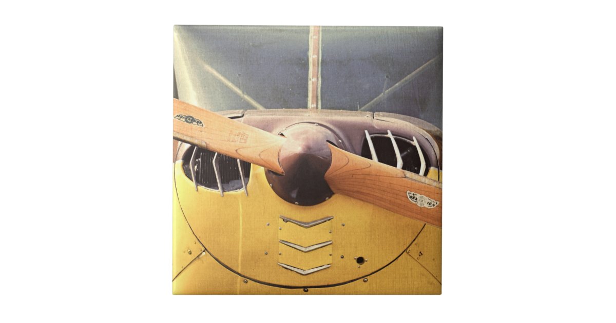Antique Airplane Propeller Yellow Ceramic Tile | Zazzle