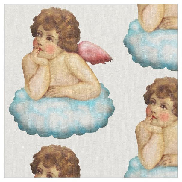 angel cherub clouds antique fabric | Zazzle