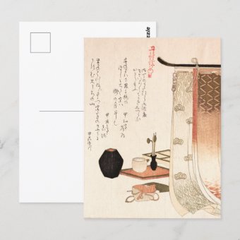 Antique Asian Japanese Poem Wood print Incense Postcard | Zazzle