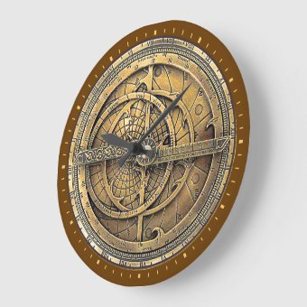Antique Astrolabe 2 Large Clock | Zazzle