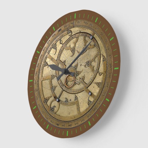 Antique Astrolabe 3 Large Clock | Zazzle