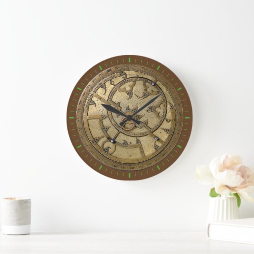 Antique Astrolabe 3 Large Clock | Zazzle