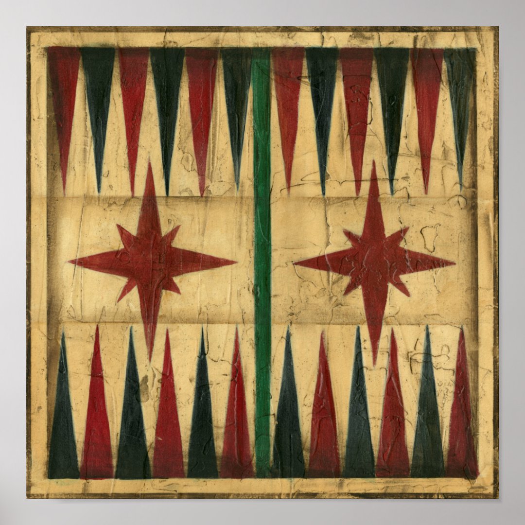 Antique Backgammon Game Board by Ethan Harper Poster | Zazzle