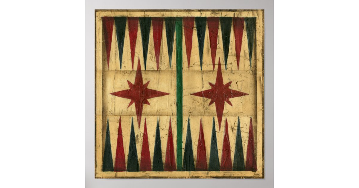 Antique Backgammon Game Board by Ethan Harper Poster | Zazzle